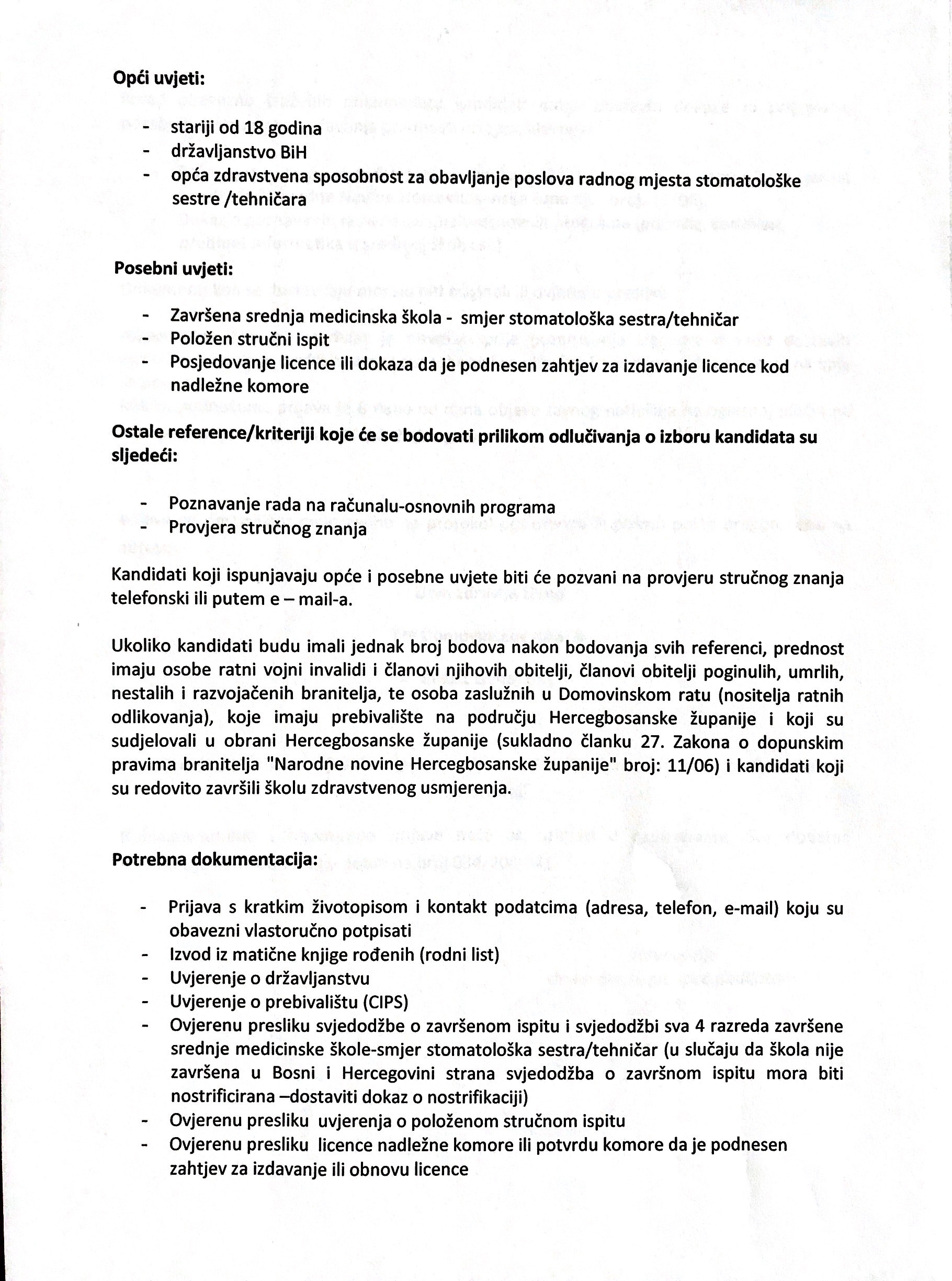 Javni natječaj za prijam djelatnika u radni odnos na neodređeno vrijeme ...